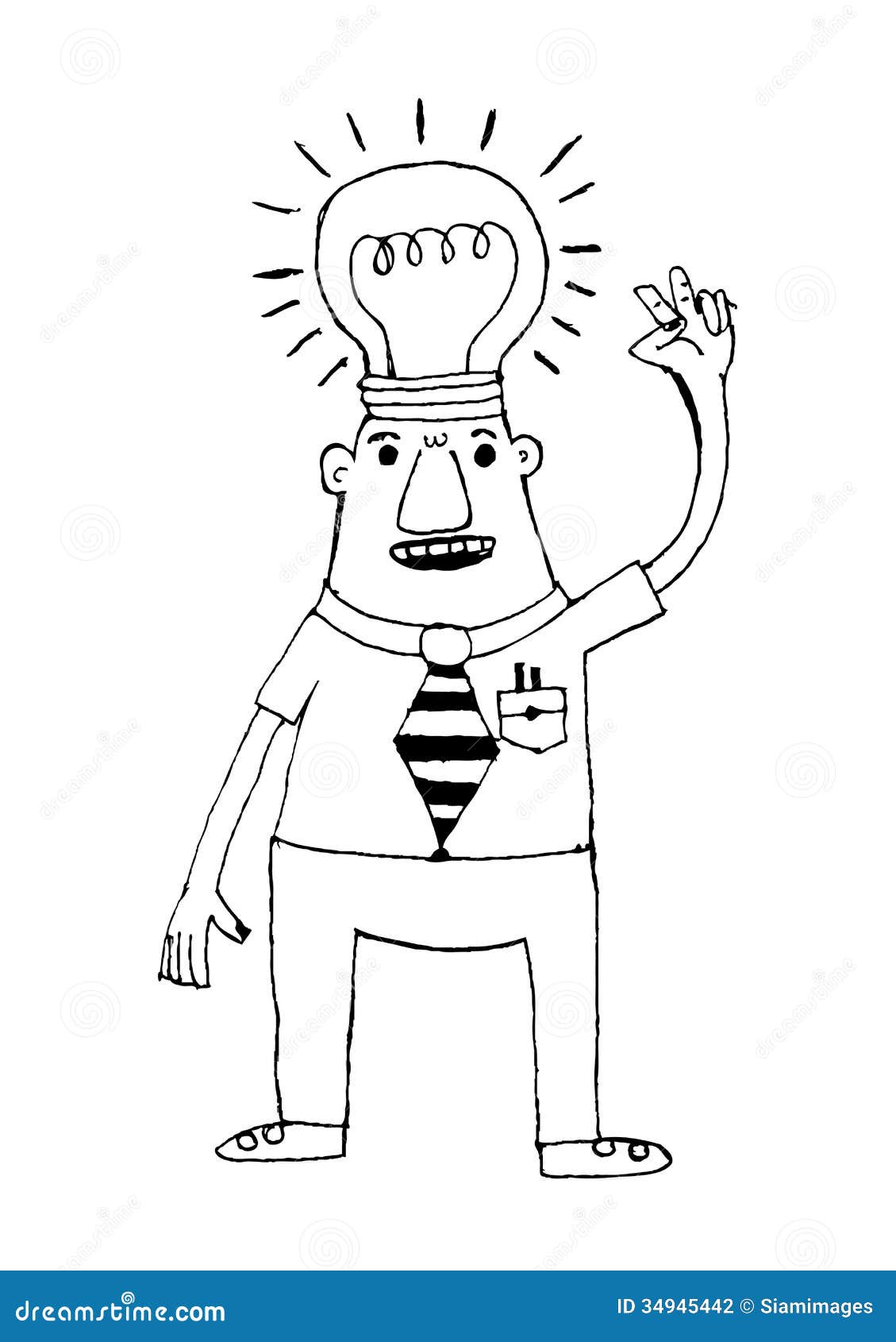 Cartoon Business Man Think Idea Stock Illustration - Illustration of ...