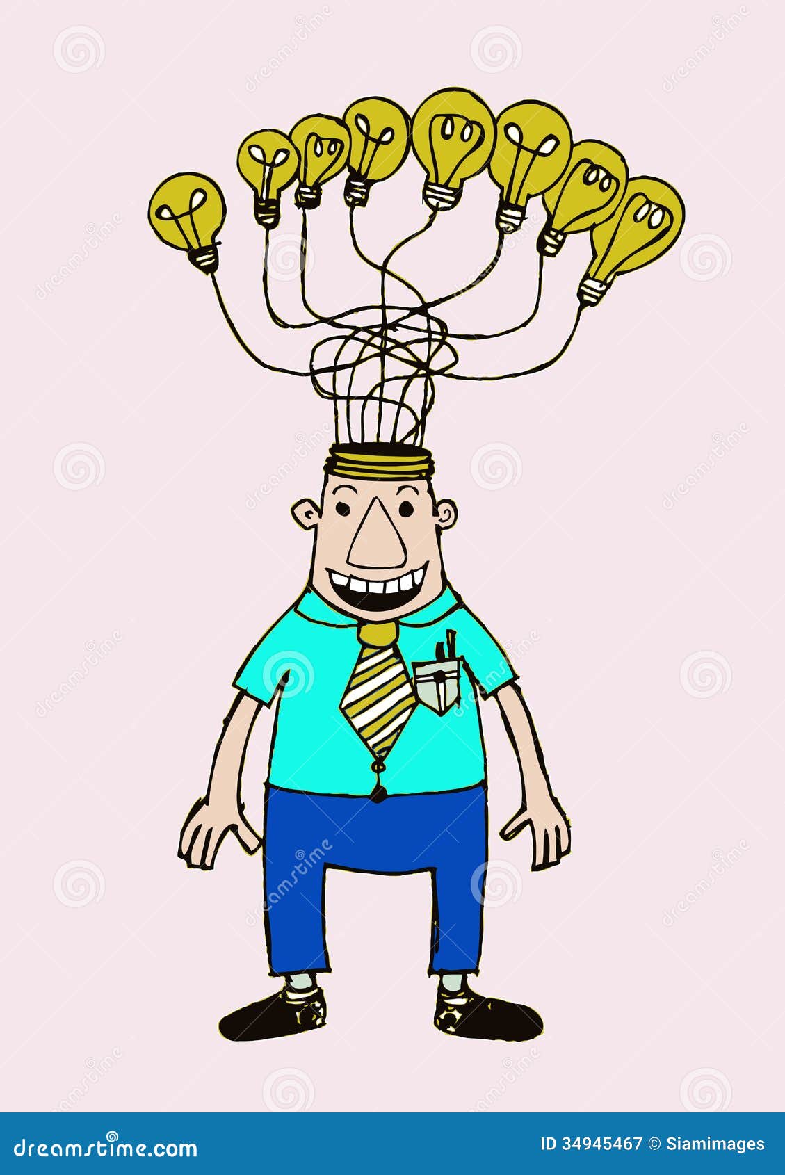 Cartoon Business Man Think Idea Stock Illustration - Illustration of ...
