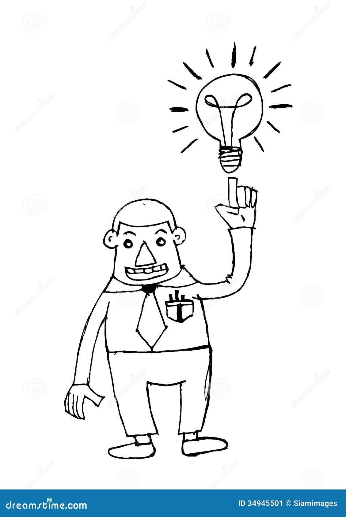 Cartoon Business Man Think Idea Stock Illustration - Illustration of ...