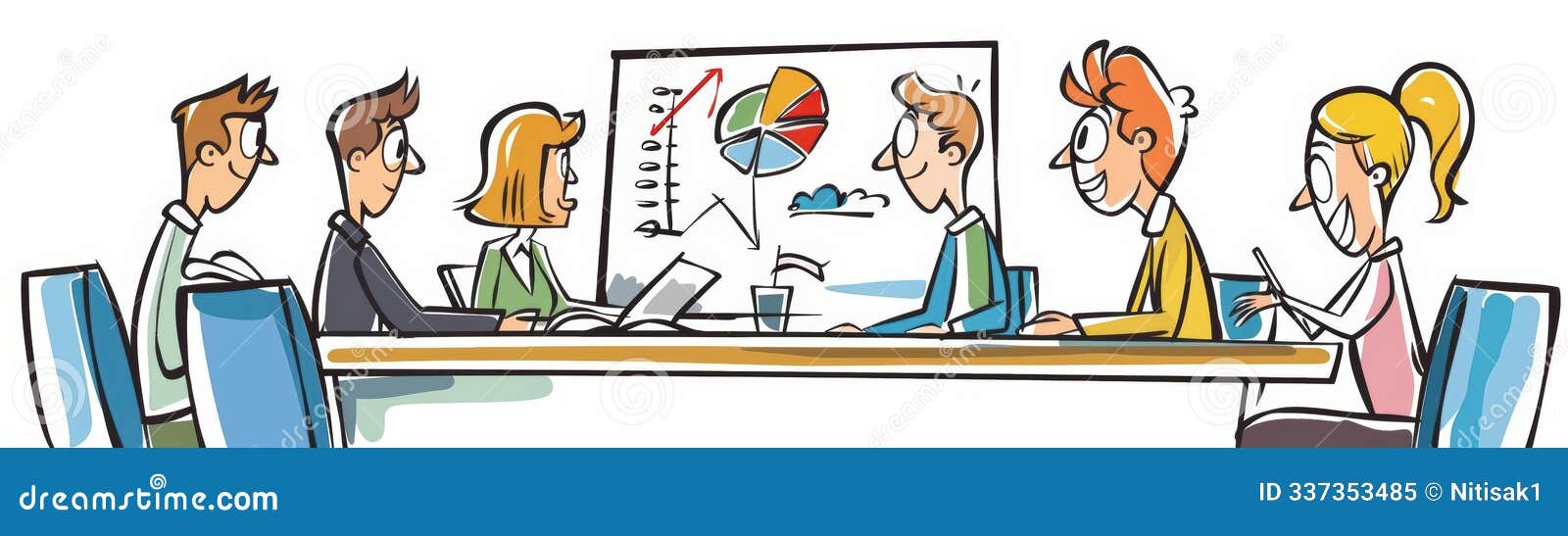 A Cartoon of a Business Meeting with Datadriven Decisions Stock ...