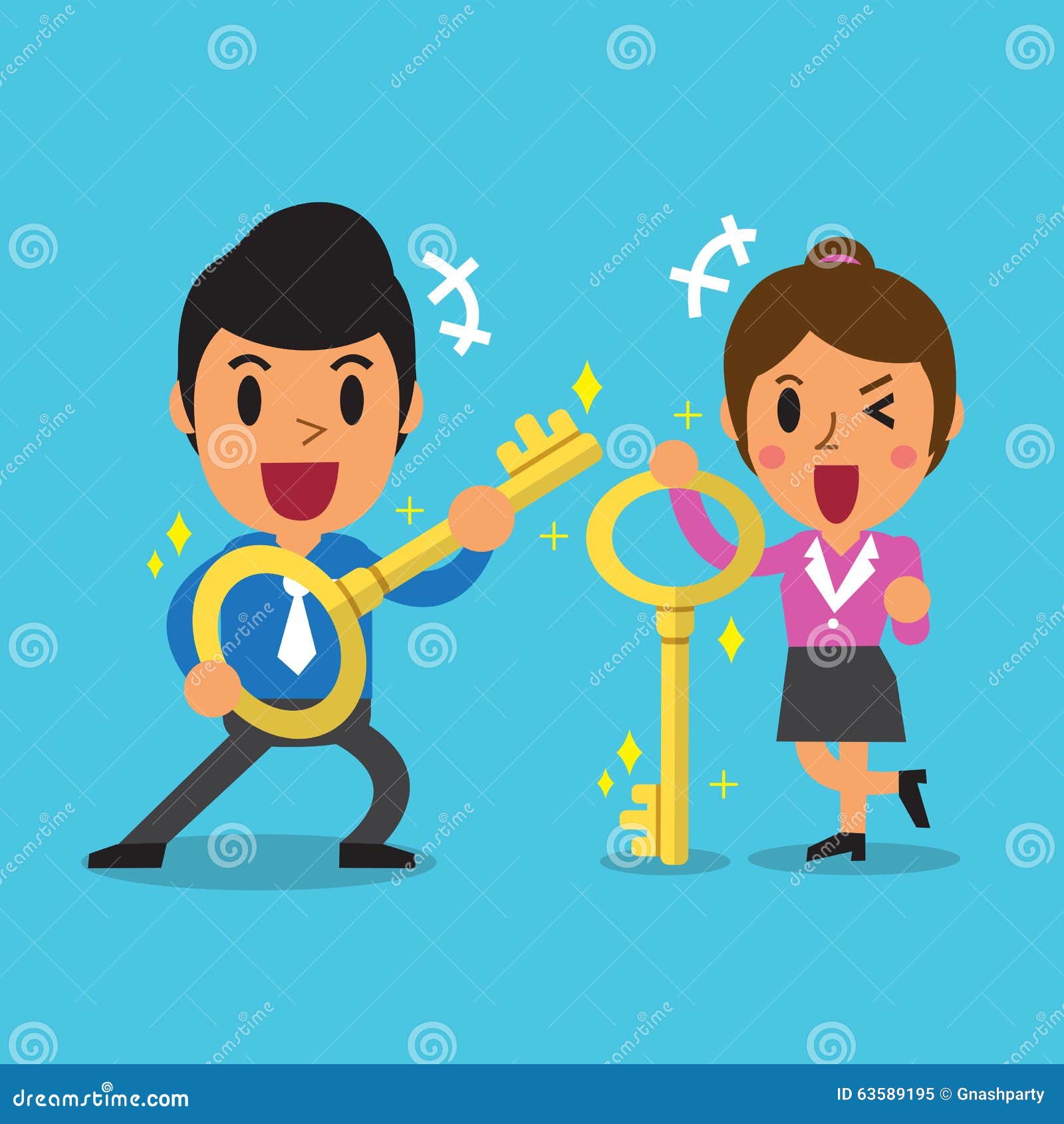 Cartoon Business People with Keys Stock Vector - Illustration of person ...