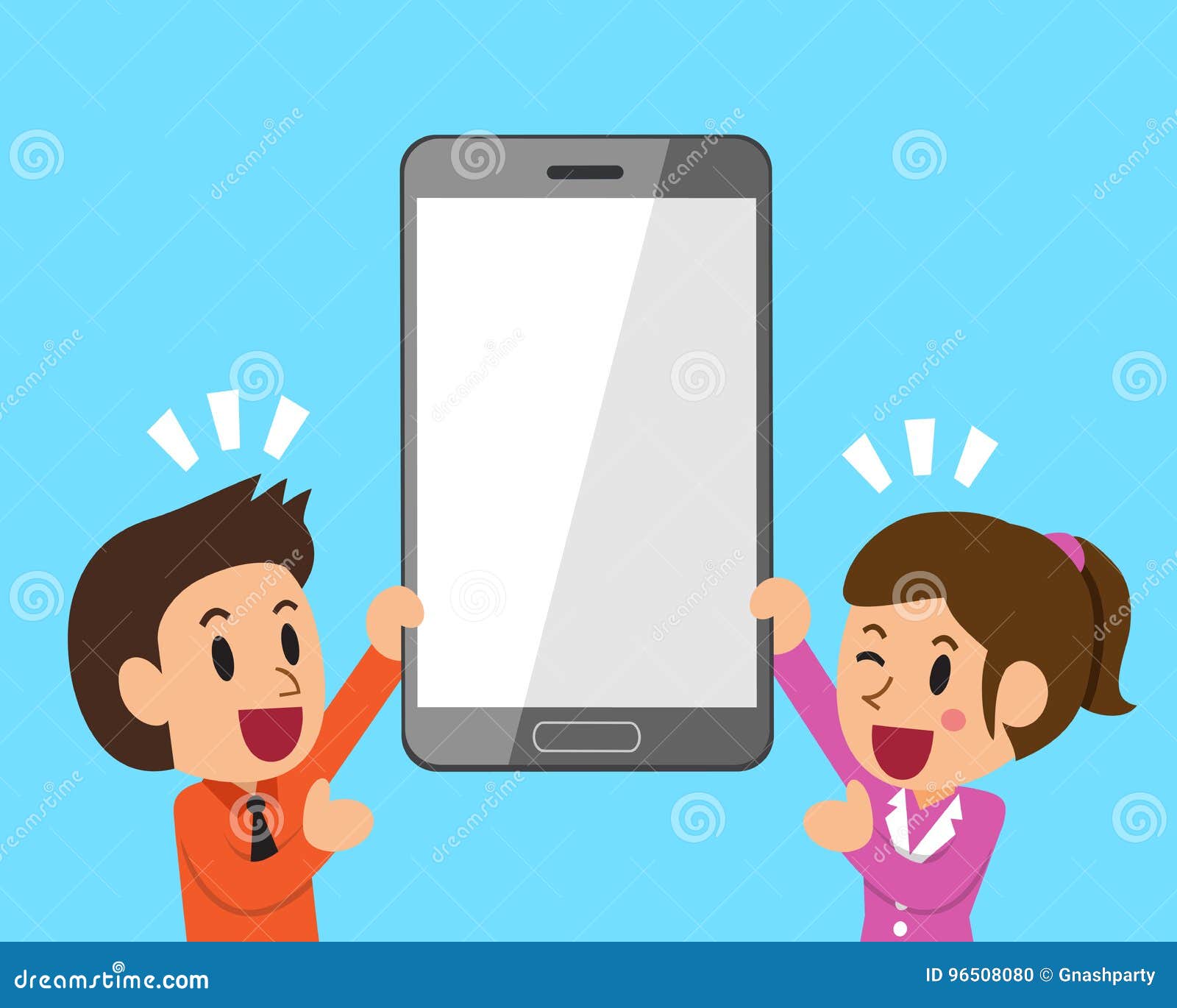 Cartoon Business People and Smartphone Stock Vector - Illustration of ...