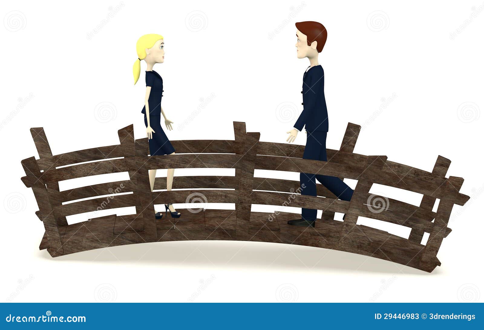 Cartoon Business People Walks on the Bridge Stock Illustration ...