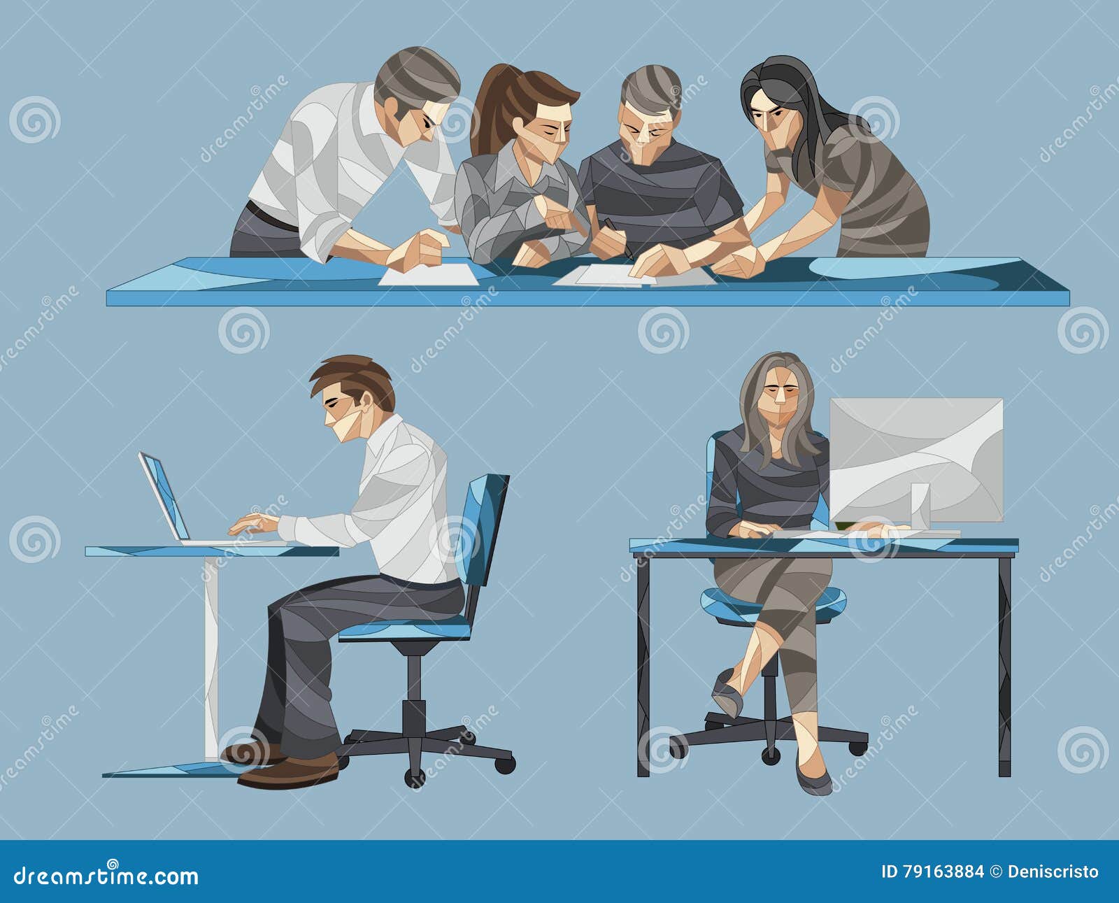 Cartoon Business People Working Stock Vector - Illustration of business ...