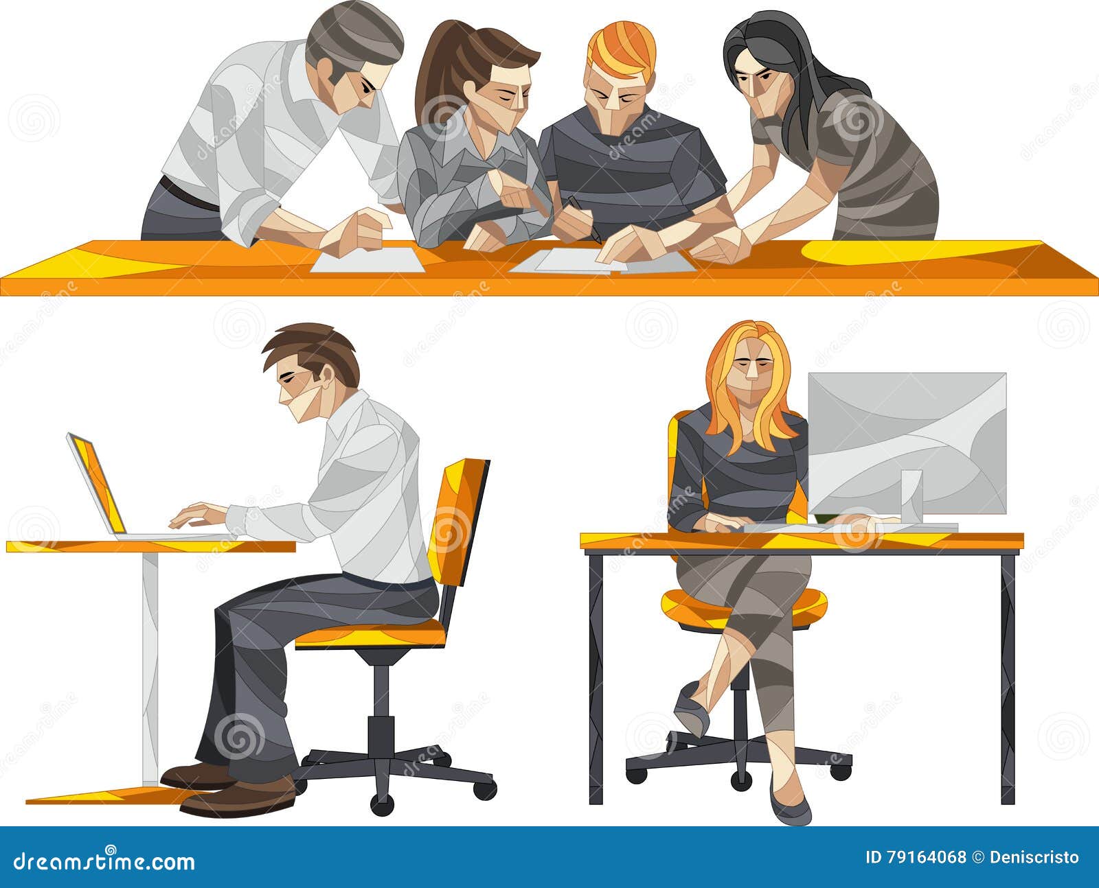 Cartoon Business People Working Stock Vector - Illustration of boss ...