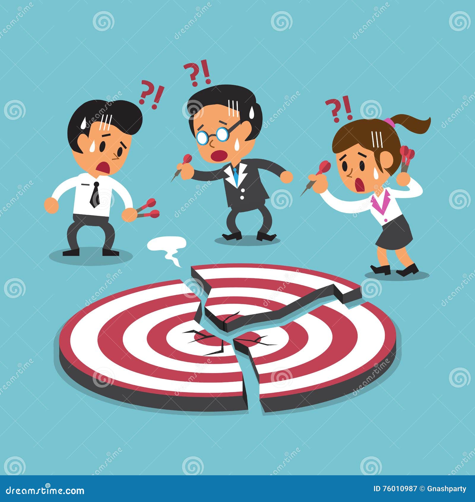 Cartoon Business Team and Broken Target Stock Vector - Illustration of ...