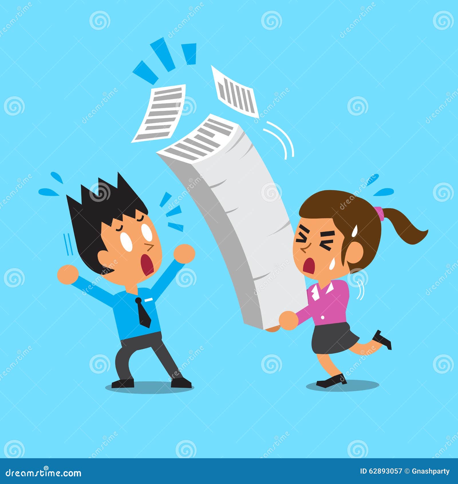Cartoon Business Team Have a Lot of Work Stock Vector - Illustration of ...