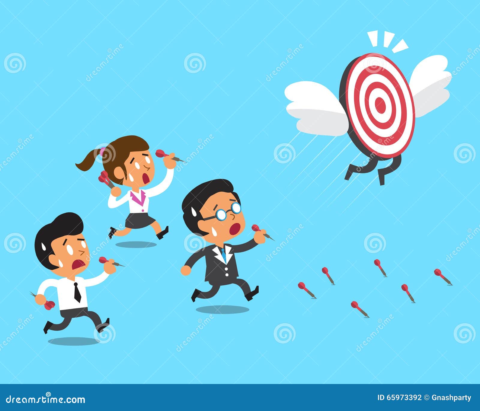 Cartoon Business Team and Target Stock Vector - Illustration of ...