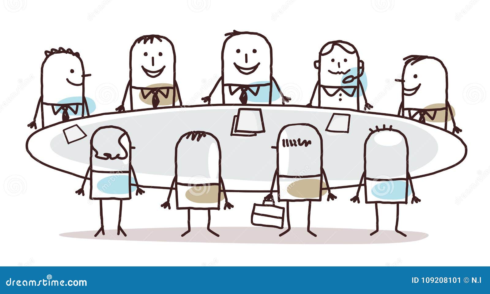 Cartoon Business Teamwork Around a Table Stock Vector - Illustration of ...