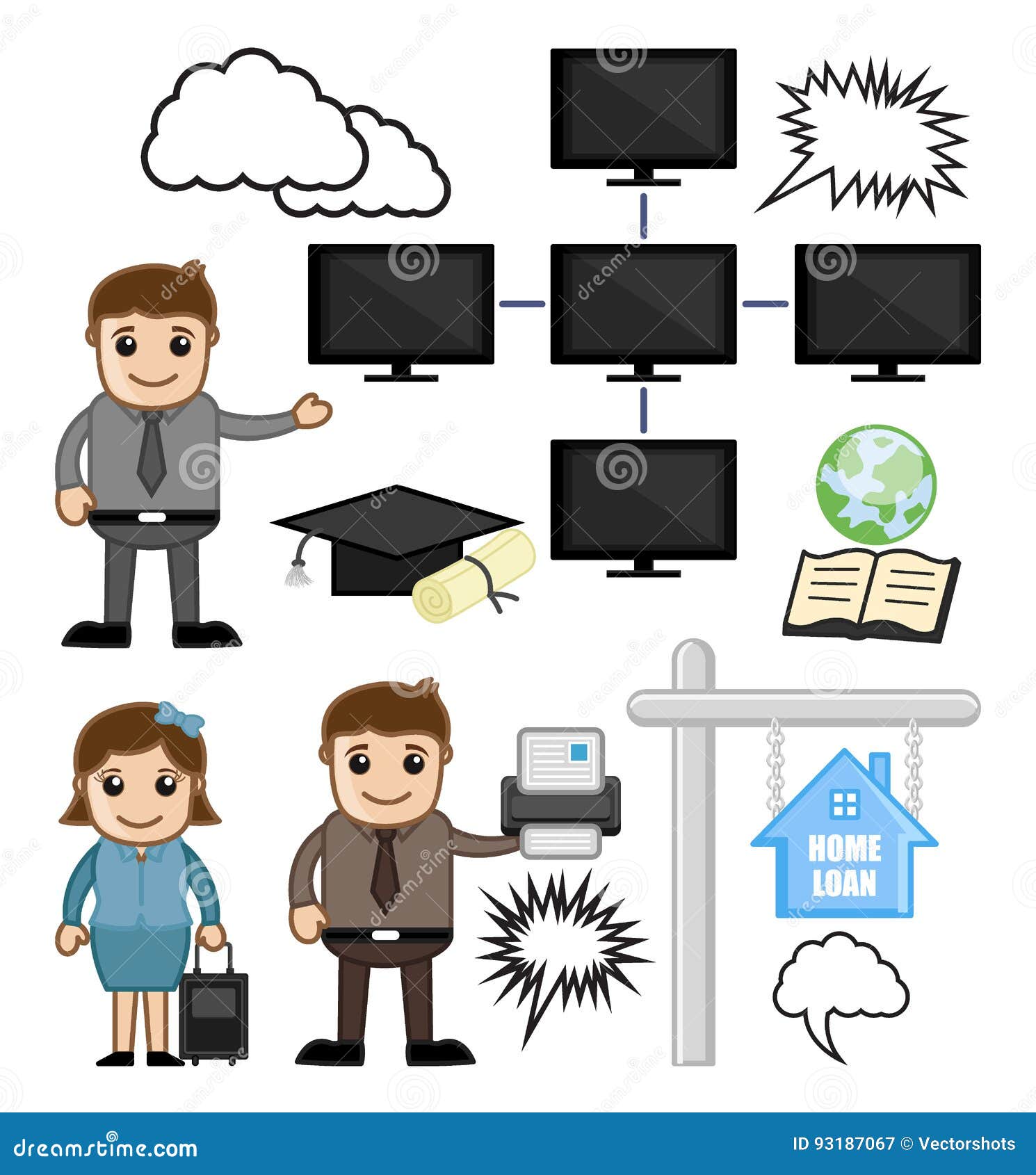 Cartoon Business and Technology Vector Concepts Stock Vector ...