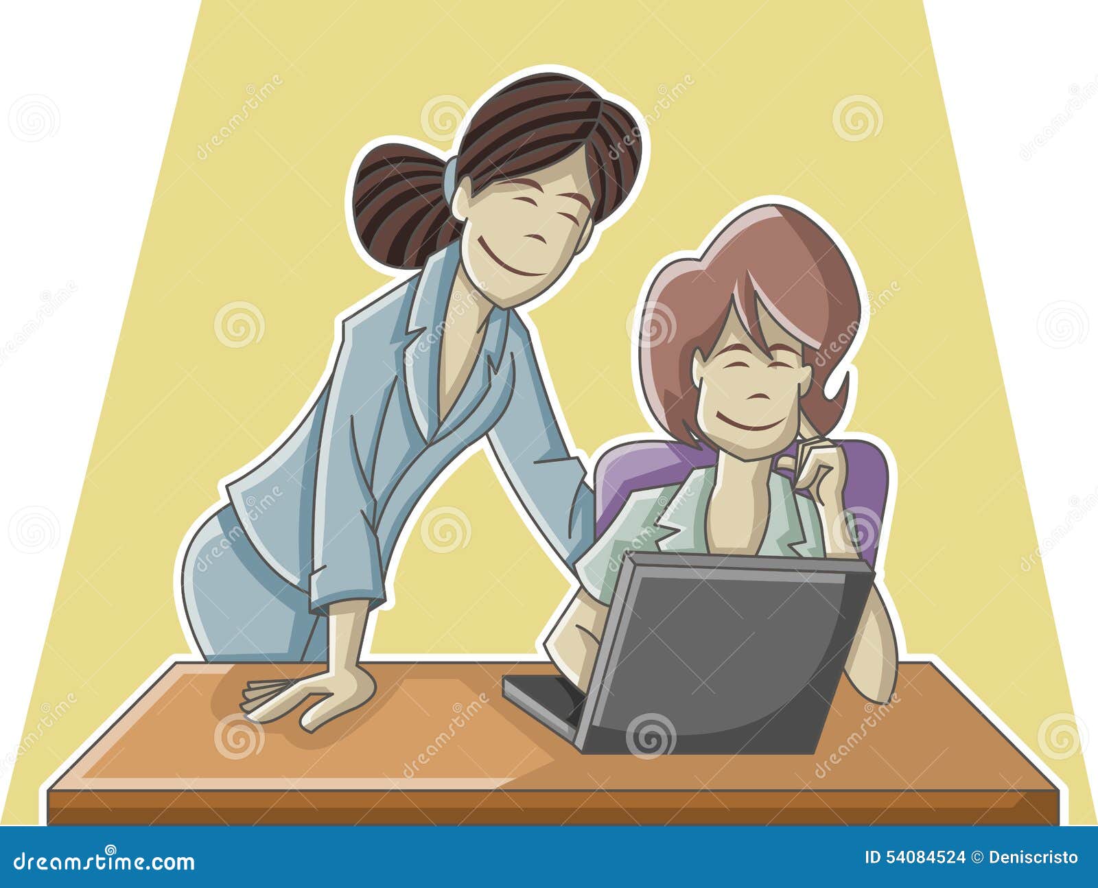 Cartoon Business Woman Working Stock Vector - Illustration of computer ...