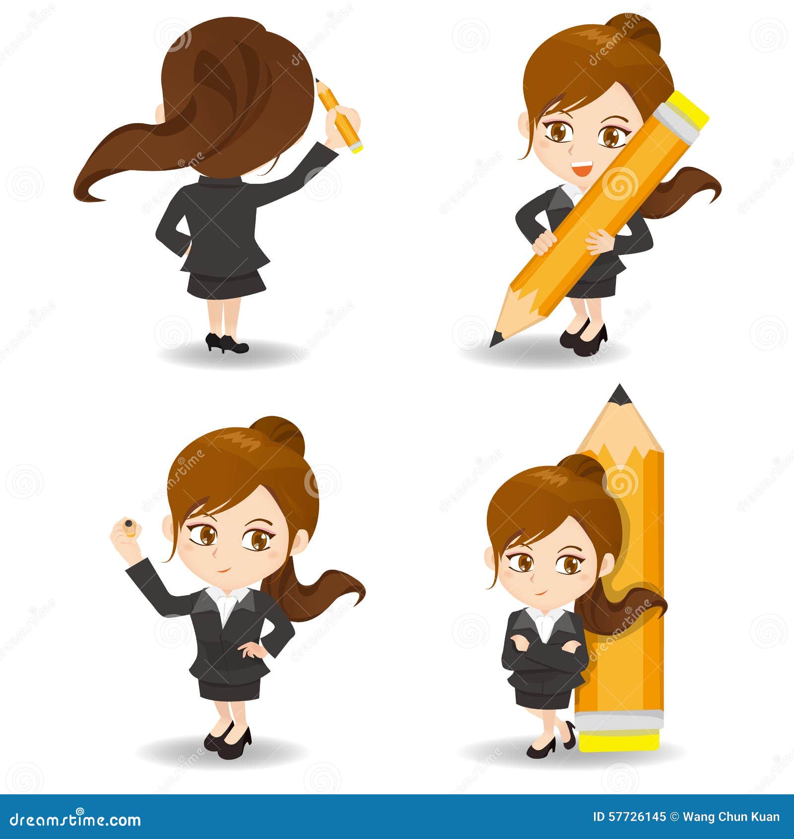 Cartoon Business Woman Write Stock Vector - Illustration of ...