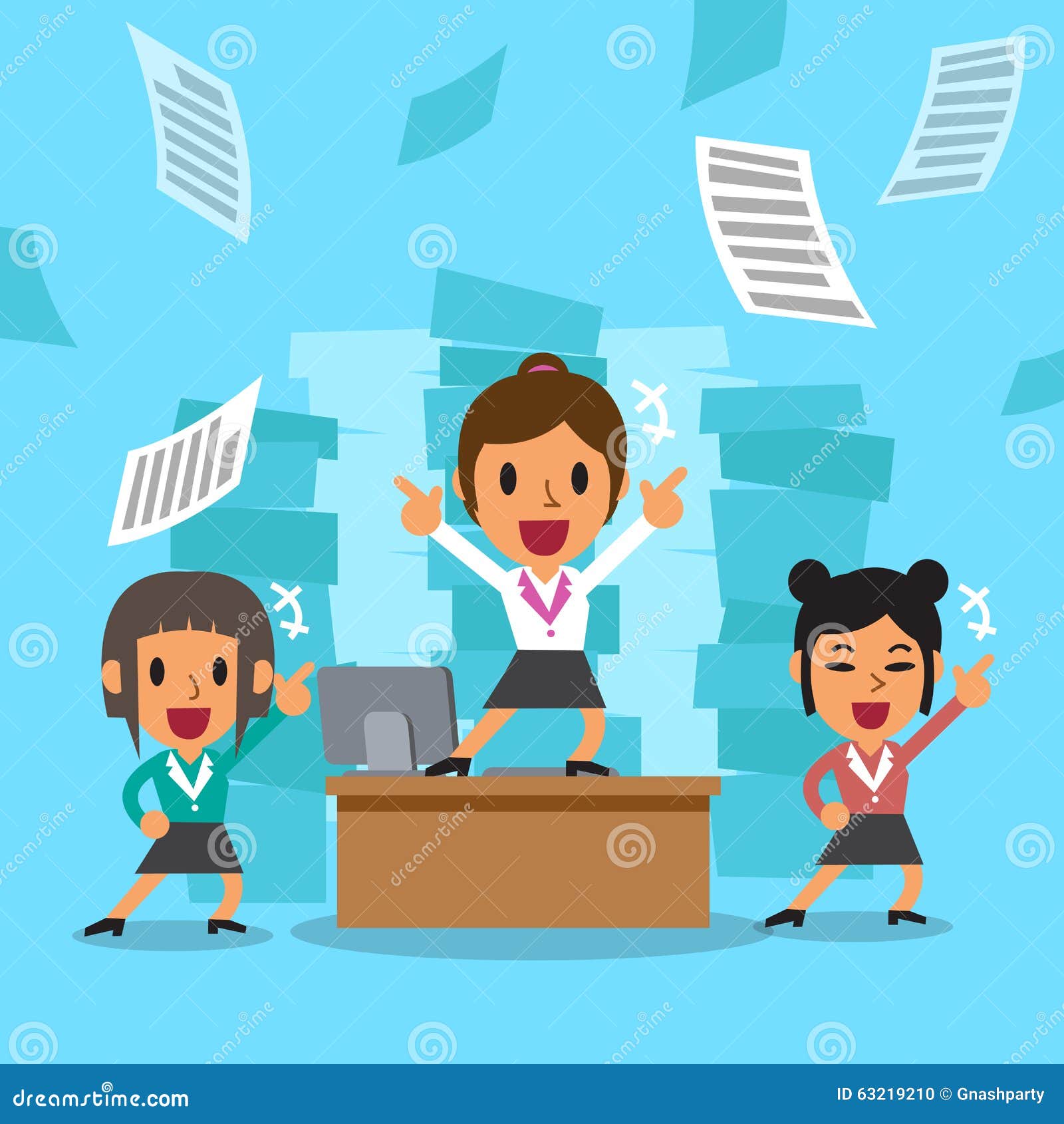 Cartoon Business Women Team Stock Vector - Illustration of paperwork ...