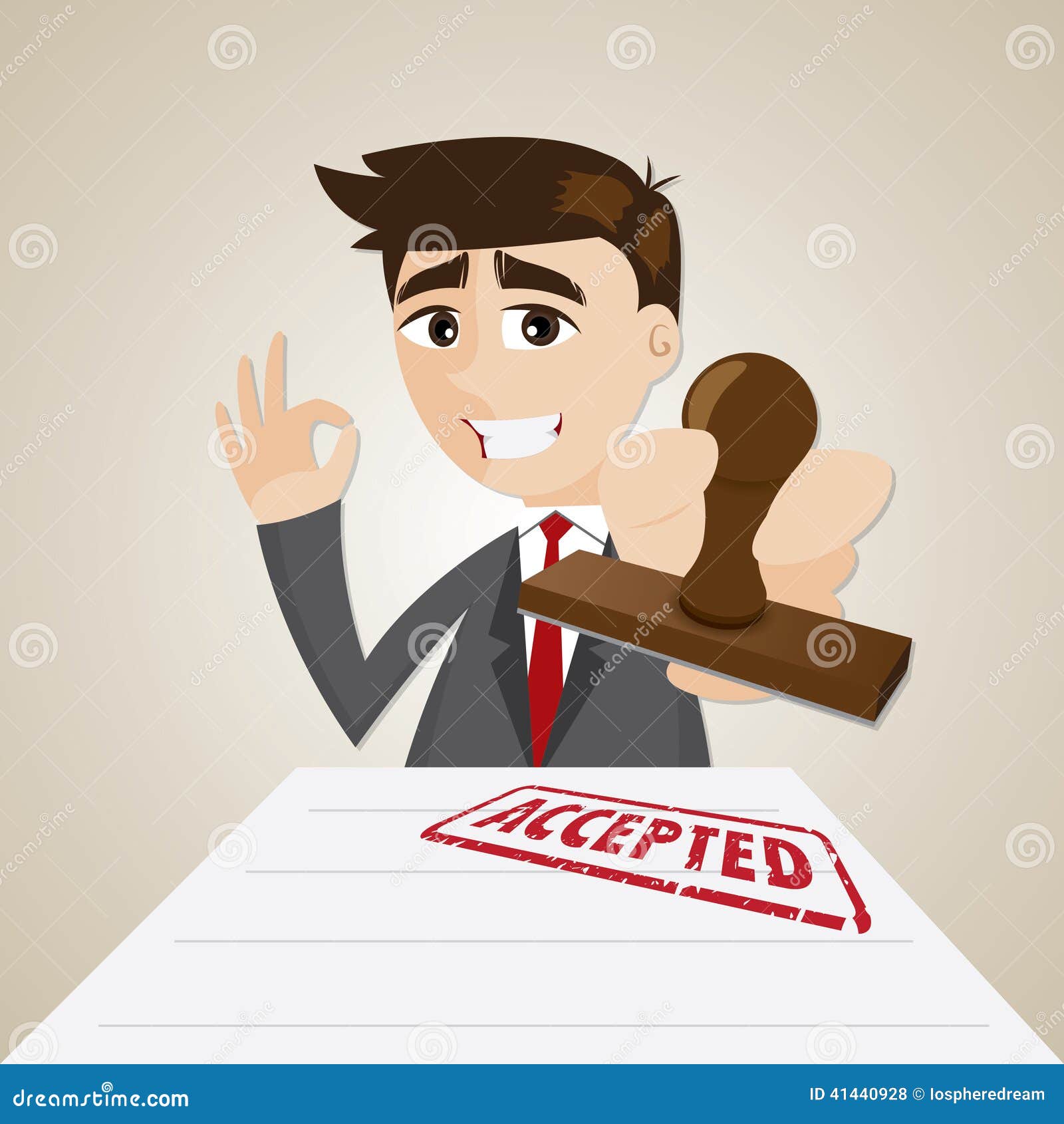 Cartoon Businessman with Accepted Document Stock Vector - Illustration ...