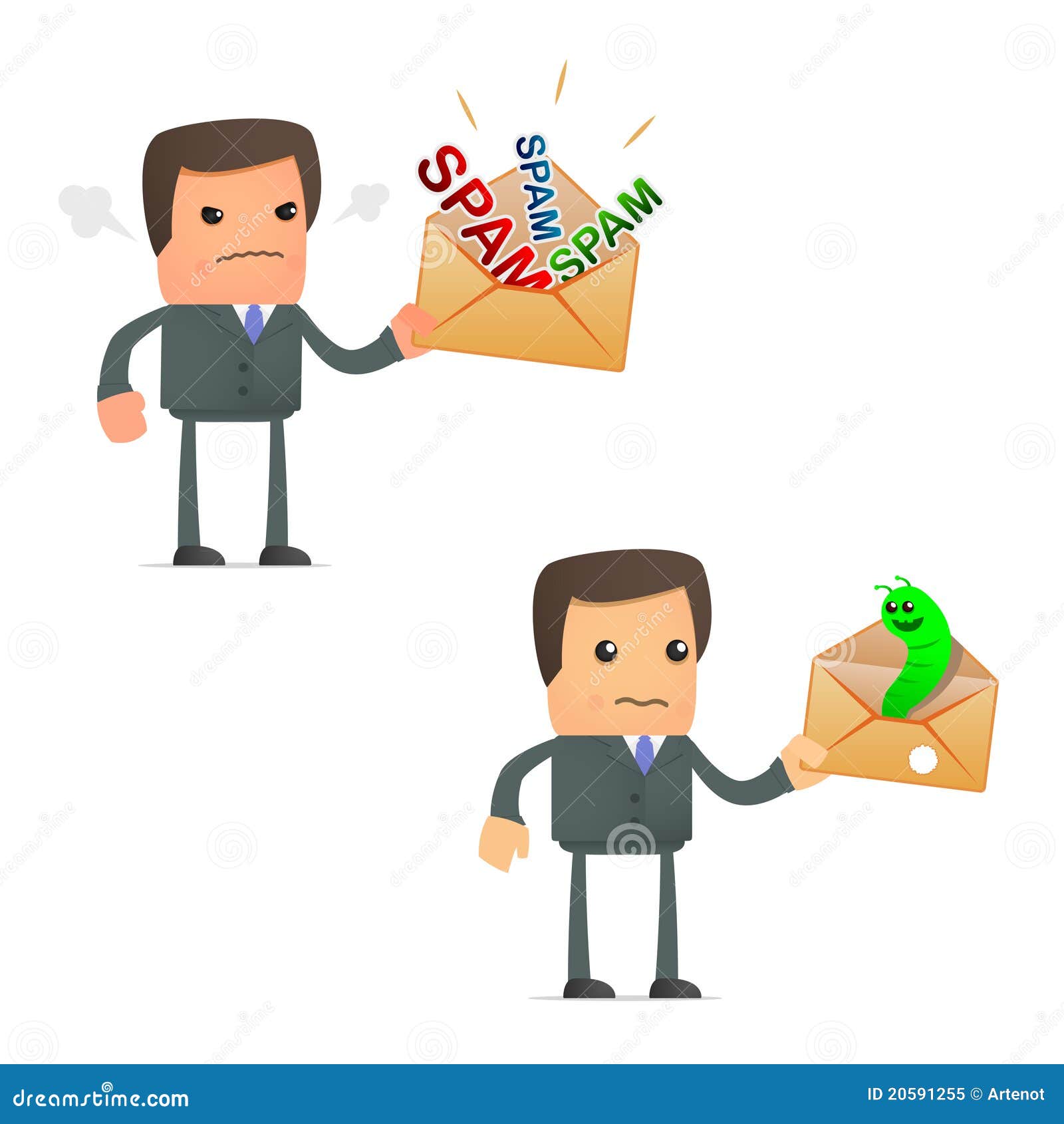Cartoon Businessman Angry at Spam and Viruses Stock Vector ...