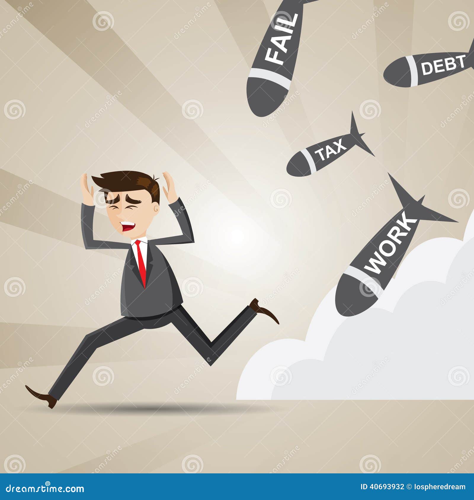 Cartoon Businessman Avoid Social Turmoil Vector Illustration ...