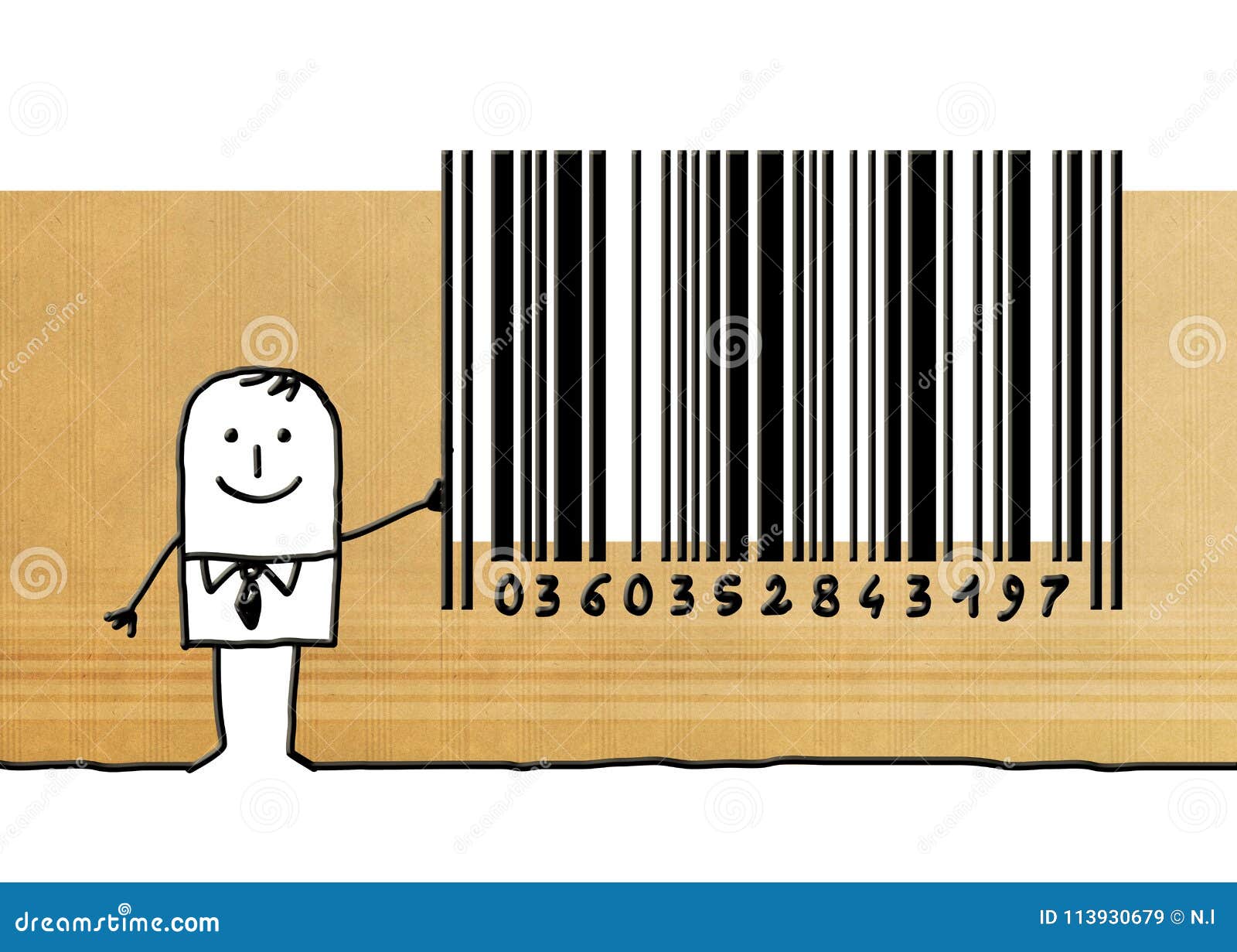 Cartoon Businessman with Bar Code Stock Illustration - Illustration of ...