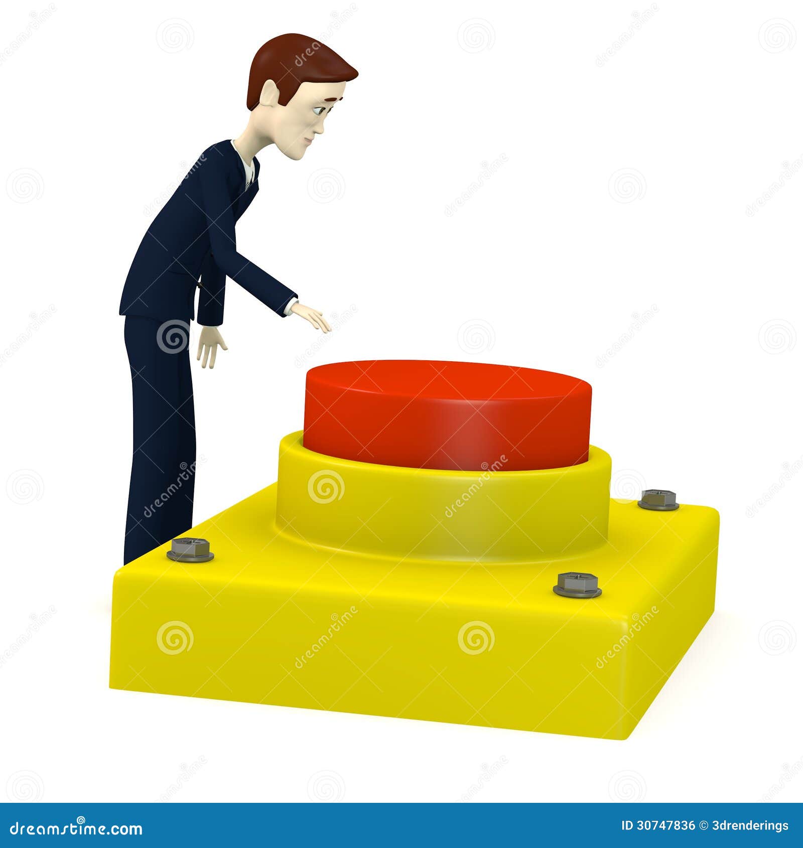 Cartoon Businessman with Big Button Stock Illustration - Illustration ...