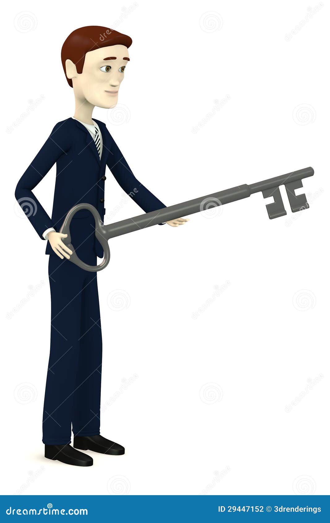 Cartoon Businessman with Big Key Stock Illustration - Illustration of ...