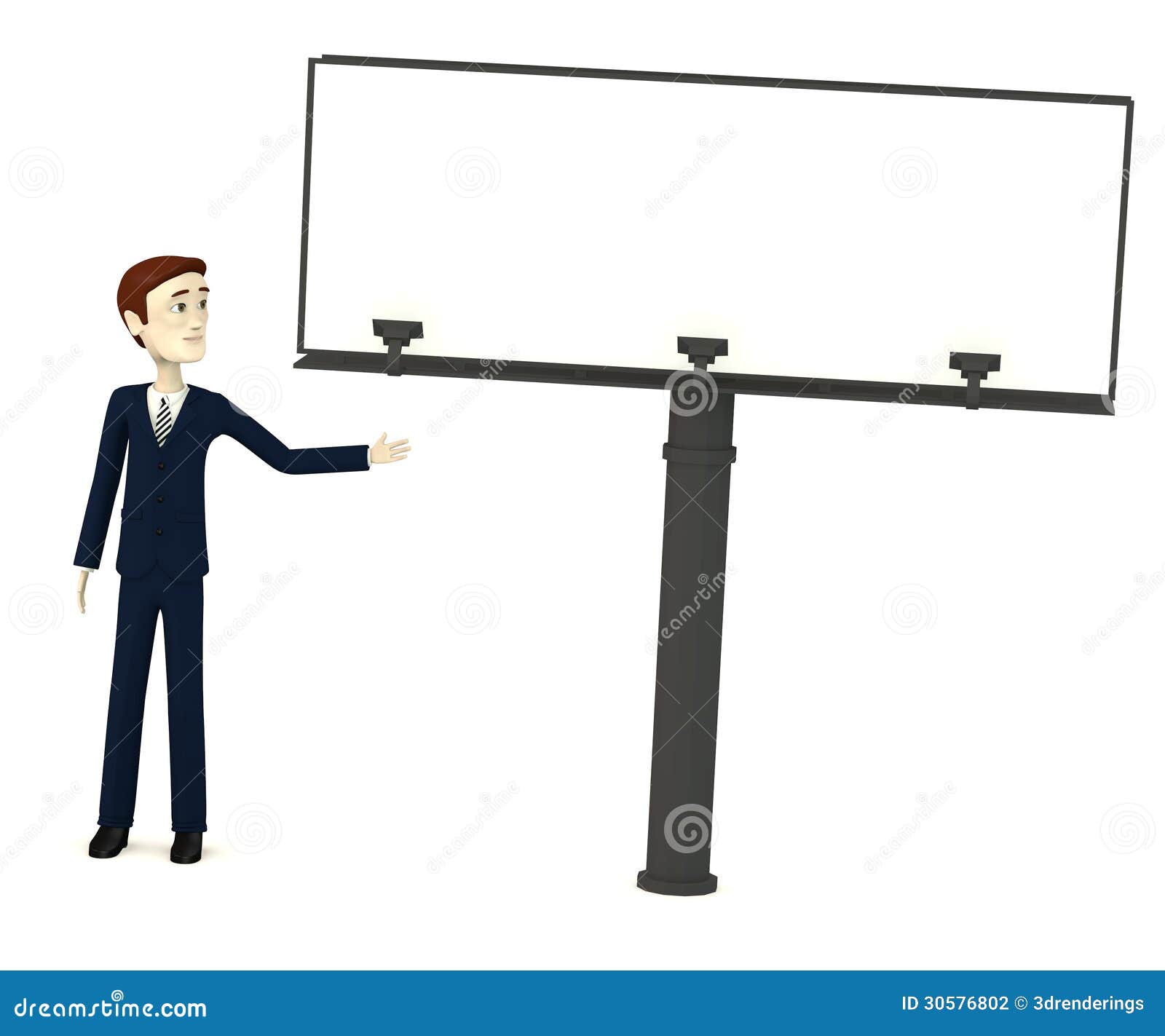 Cartoon Businessman with Billboard Stock Illustration - Illustration of ...