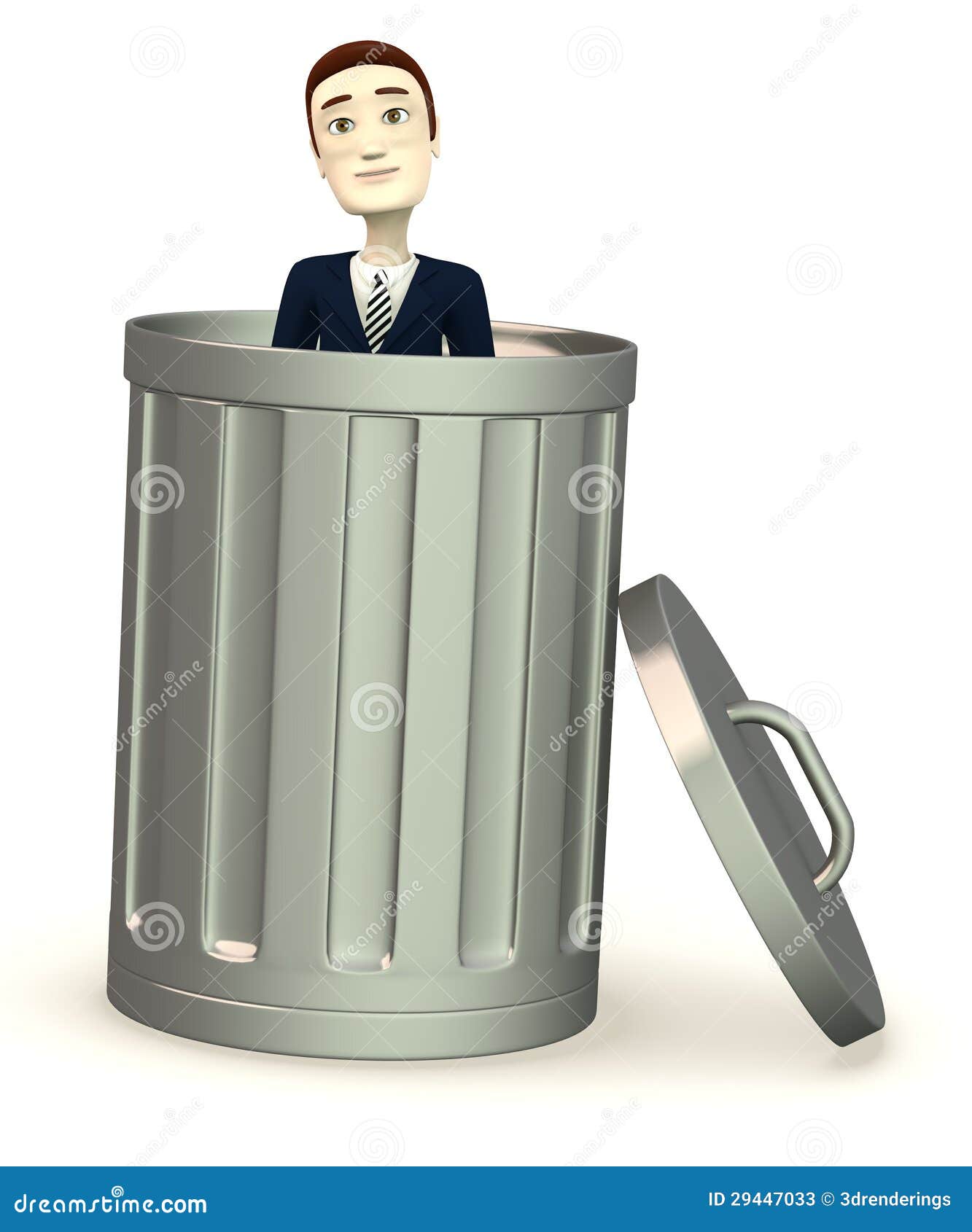 Cartoon businessman in bin stock illustration. Illustration of rendered ...