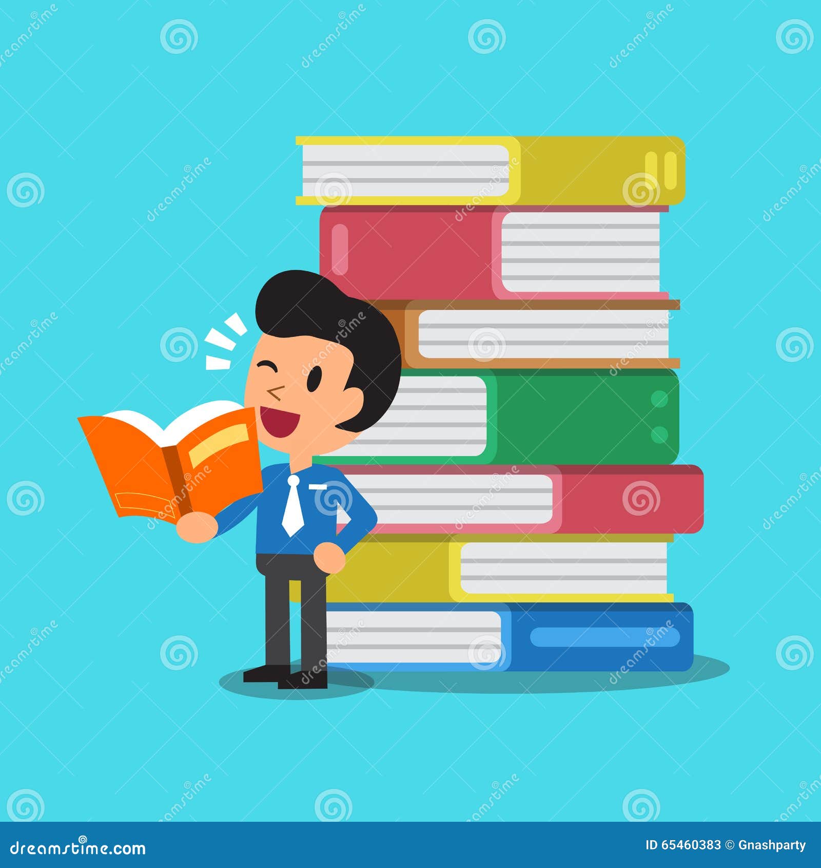 Cartoon Businessman and Books Stock Vector - Illustration of funny ...