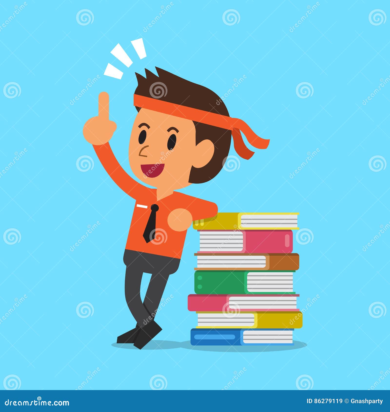 Cartoon Businessman and Books Stock Vector - Illustration of business ...