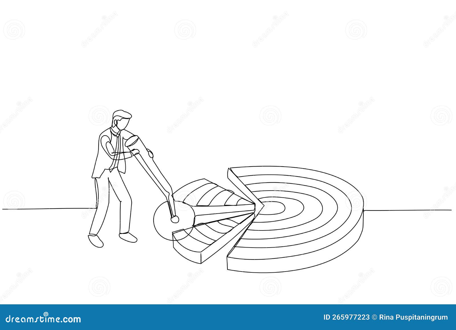 Cartoon of Businessman Break Down Dartboard Target into Chunks ... Cartoon of Businessman Break Down Dartboard Target into Chunks ...