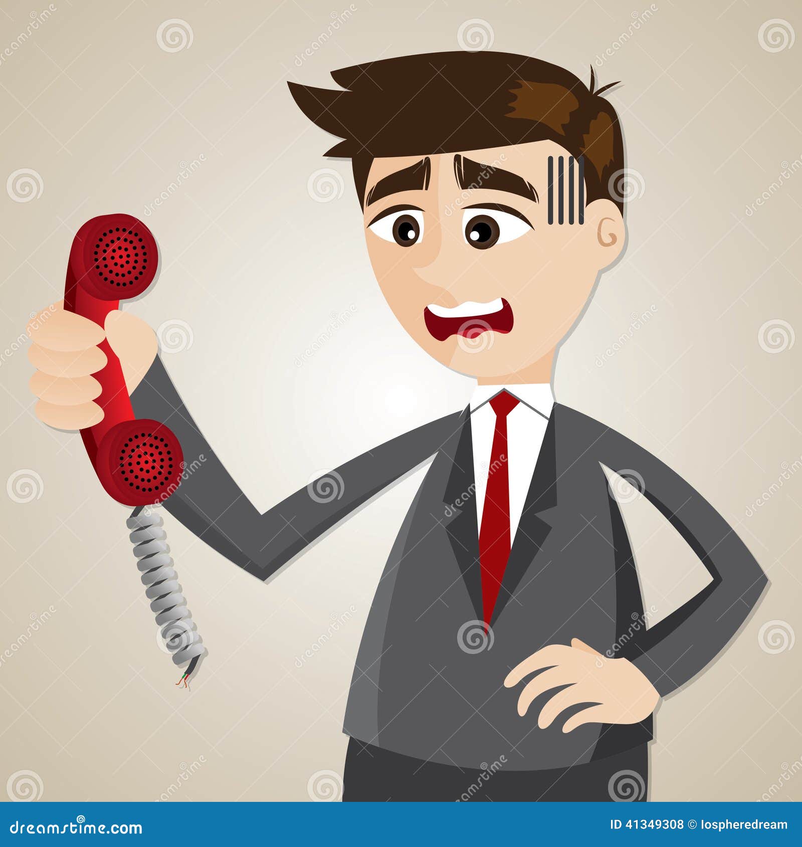 Cartoon Businessman with Broken Telephone Stock Vector - Illustration ...