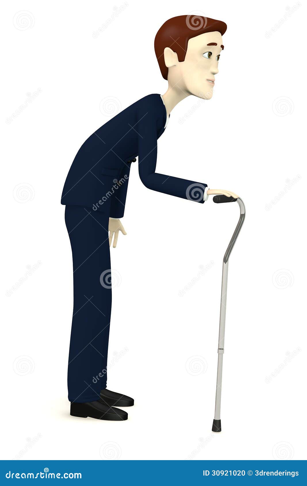 Cartoon Businessman with Cane Stock Illustration - Illustration of ...