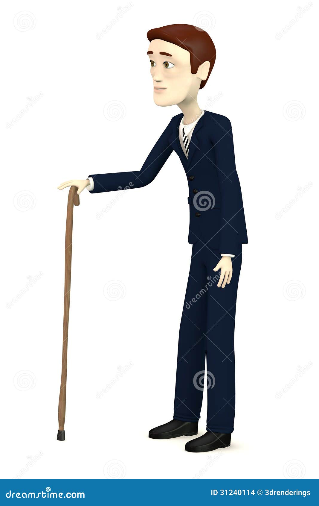 Cartoon Businessman with Cane Stock Illustration - Illustration of ...