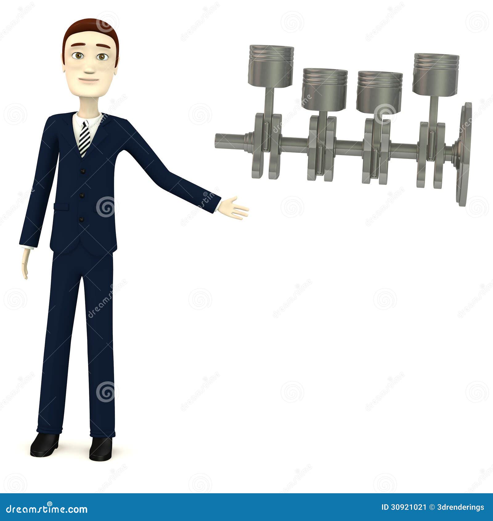 Cartoon Businessman with Car Engine Stock Illustration - Illustration ...