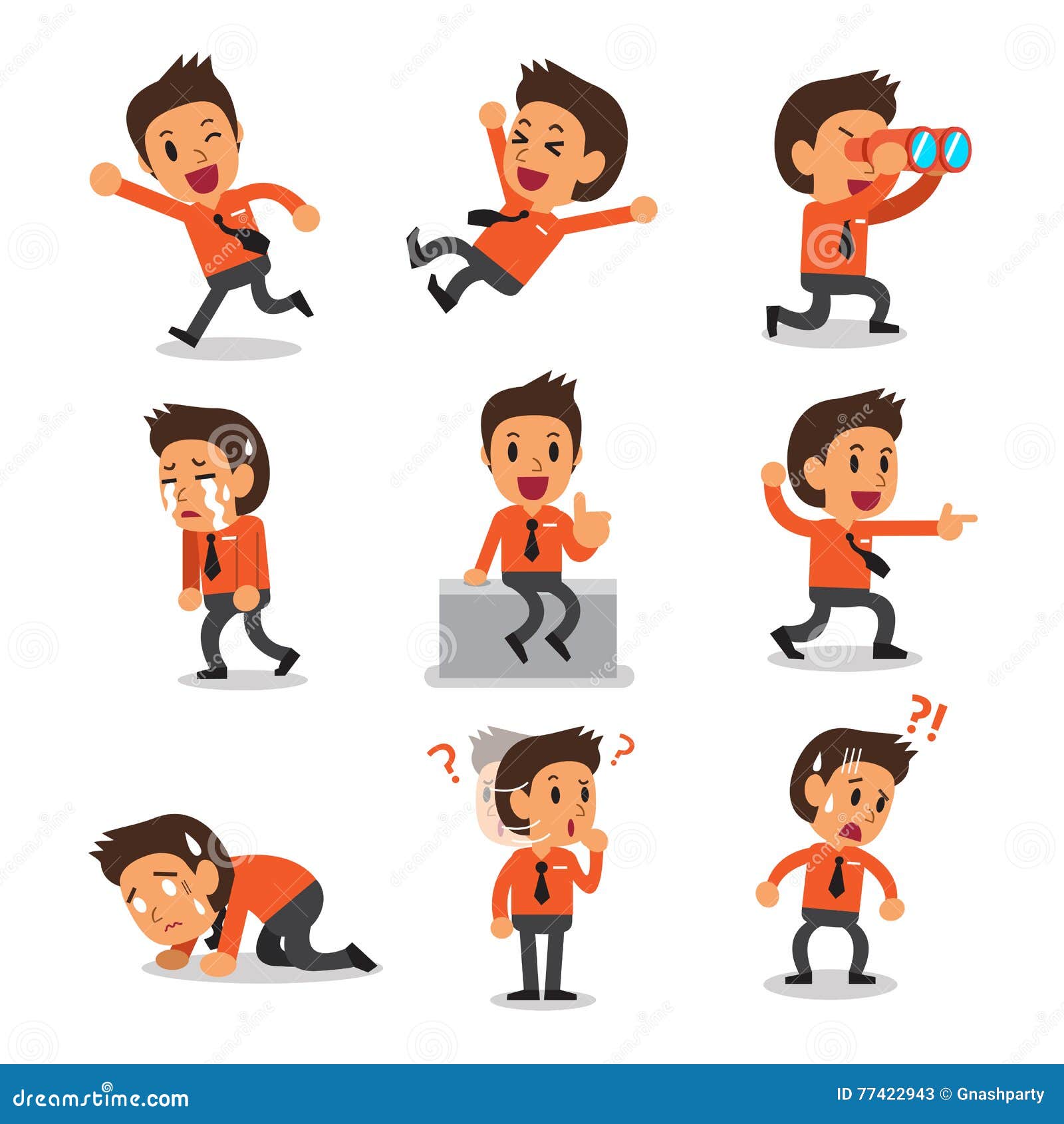 Cartoon Businessman Character Poses Stock Vector - Illustration of ...