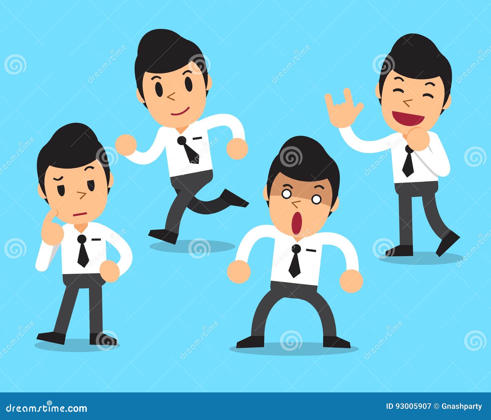 Cartoon Businessman Character Poses Set Stock Vector - Illustration of ...