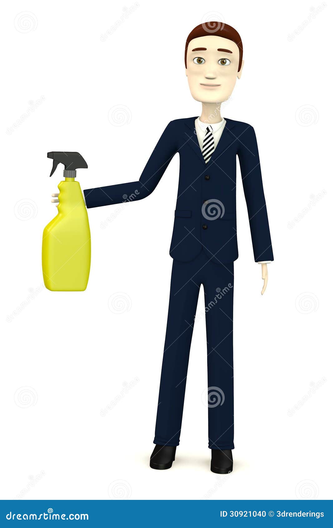 Cartoon Businessman with Cleaner Stock Illustration - Illustration of ...