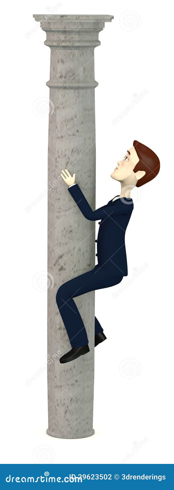 Cartoon Businessman with Column Stock Illustration - Illustration of ...