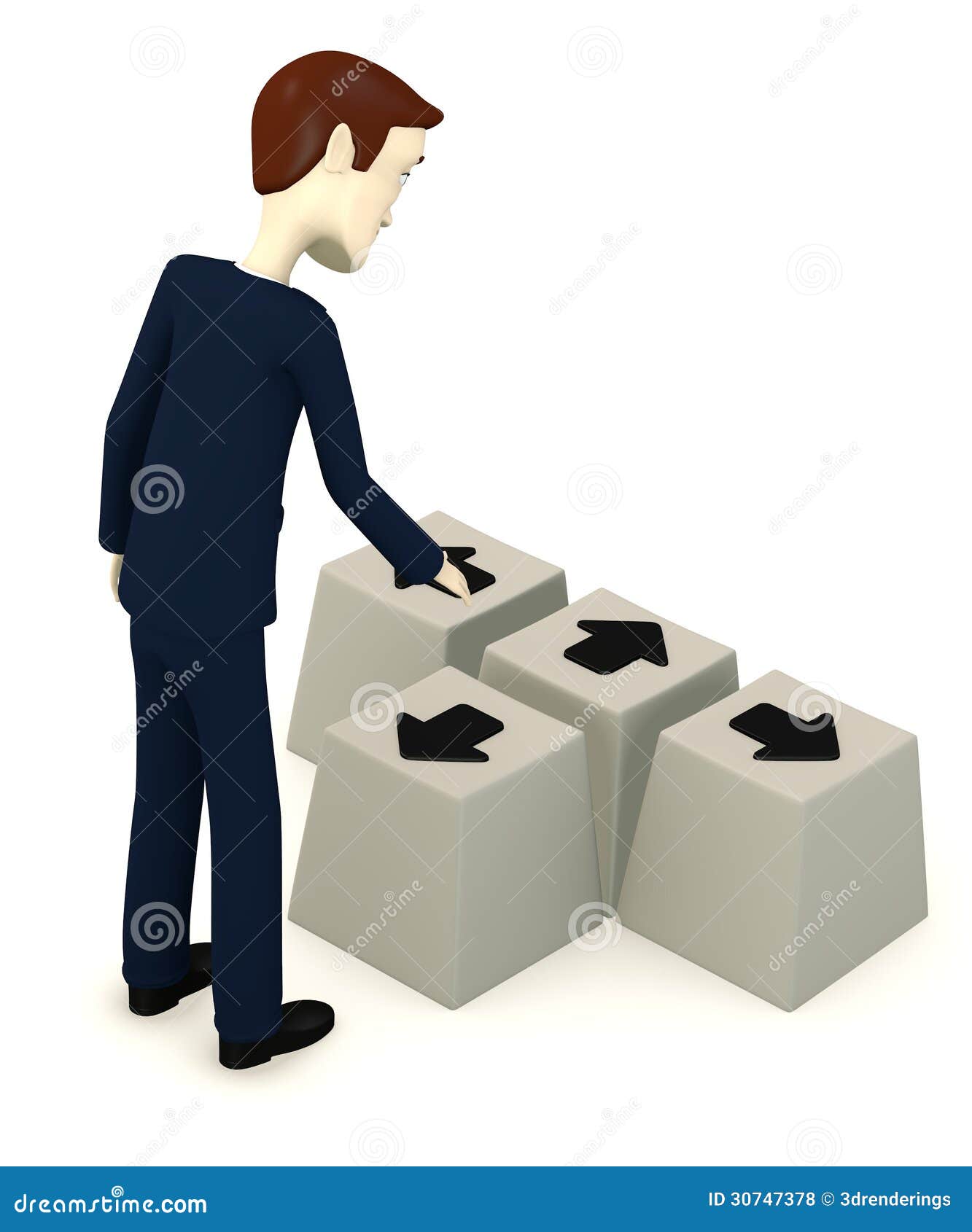 Cartoon Businessman with Control Arrows Stock Illustration ...