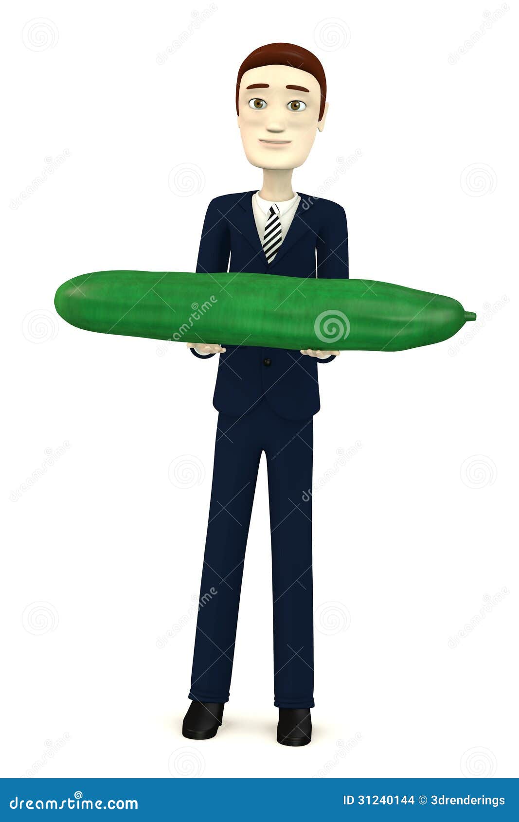 Cartoon Businessman with Cucumber Stock Illustration - Illustration of ...