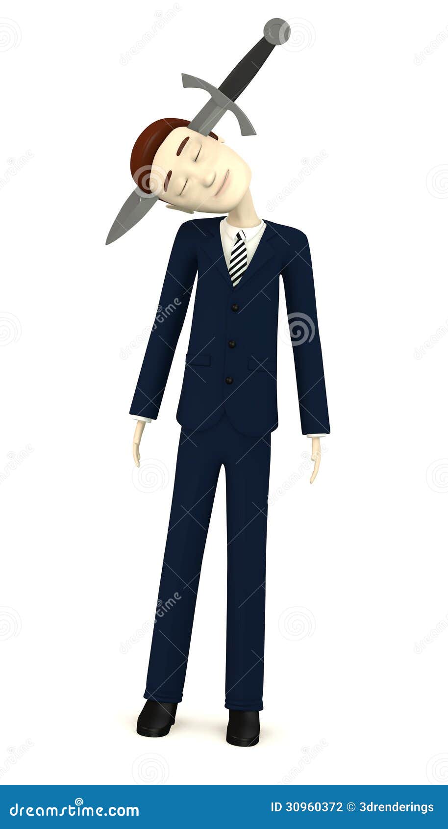 Cartoon Businessman with Dagger in Head Stock Illustration ...