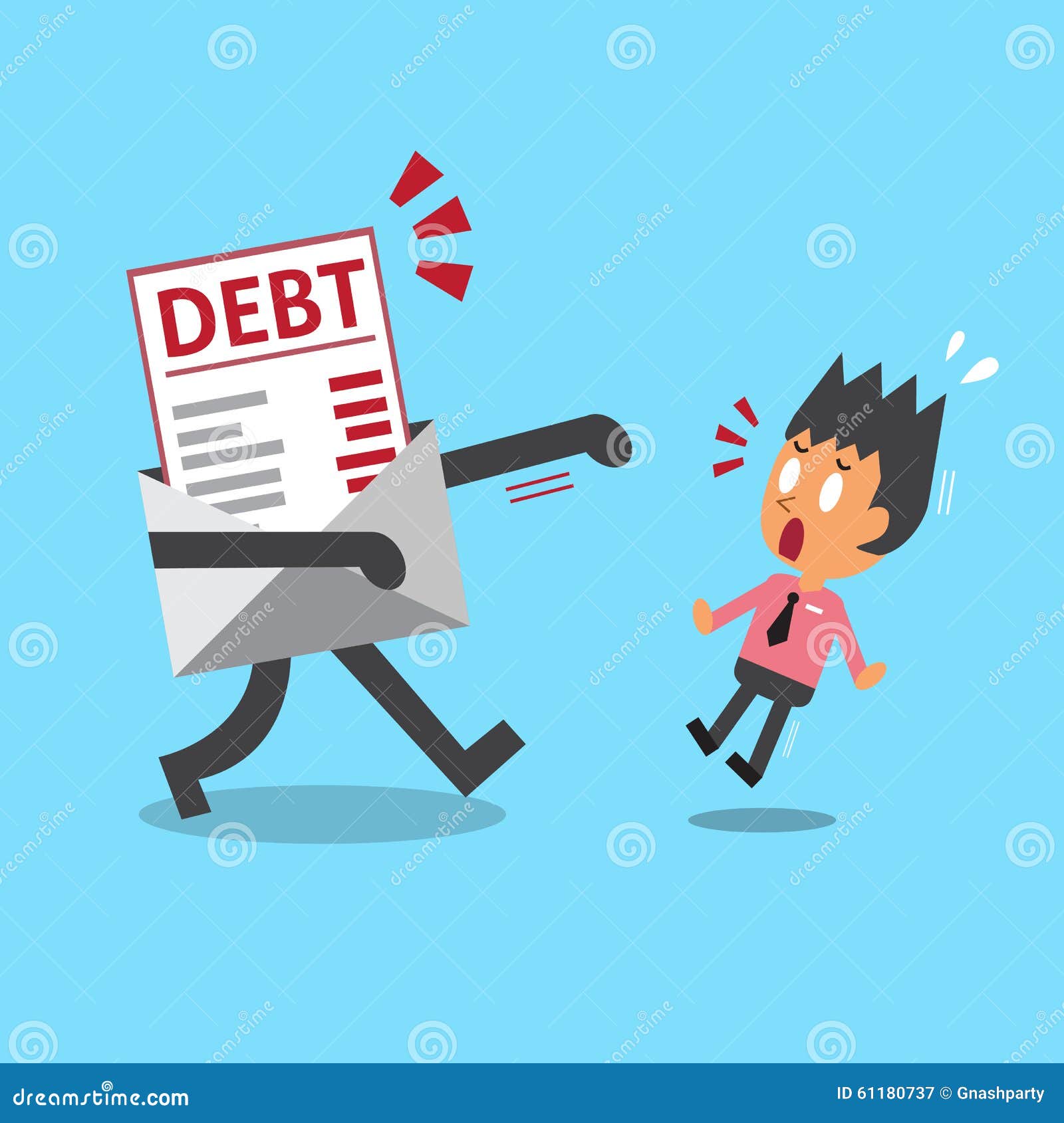 Cartoon Businessman and Debt Letter Stock Vector - Illustration of ...
