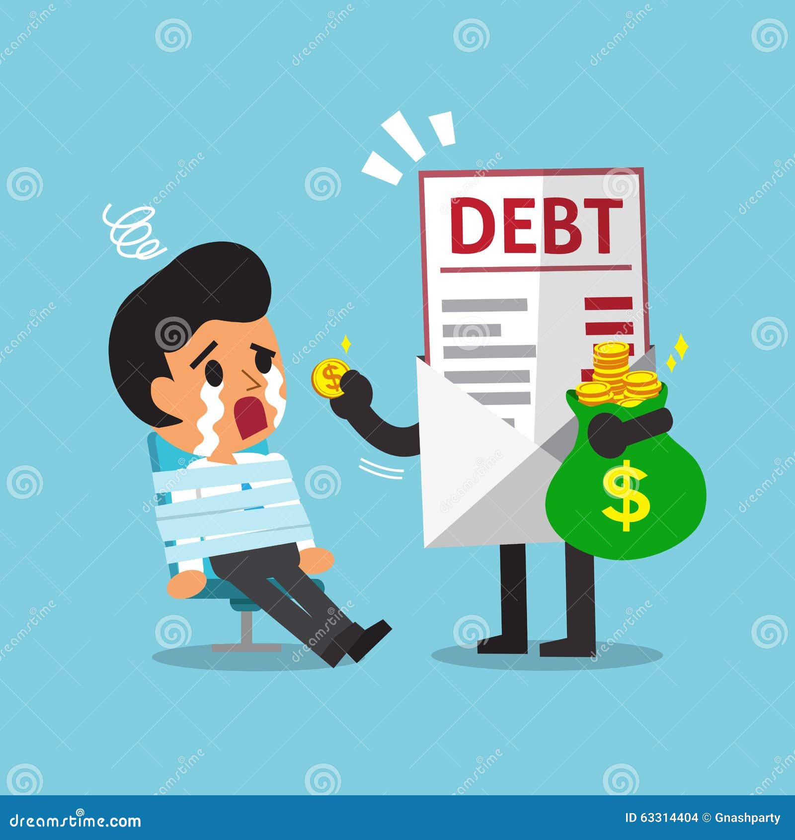 Cartoon Businessman and Debt Letter Stock Vector - Illustration of ...