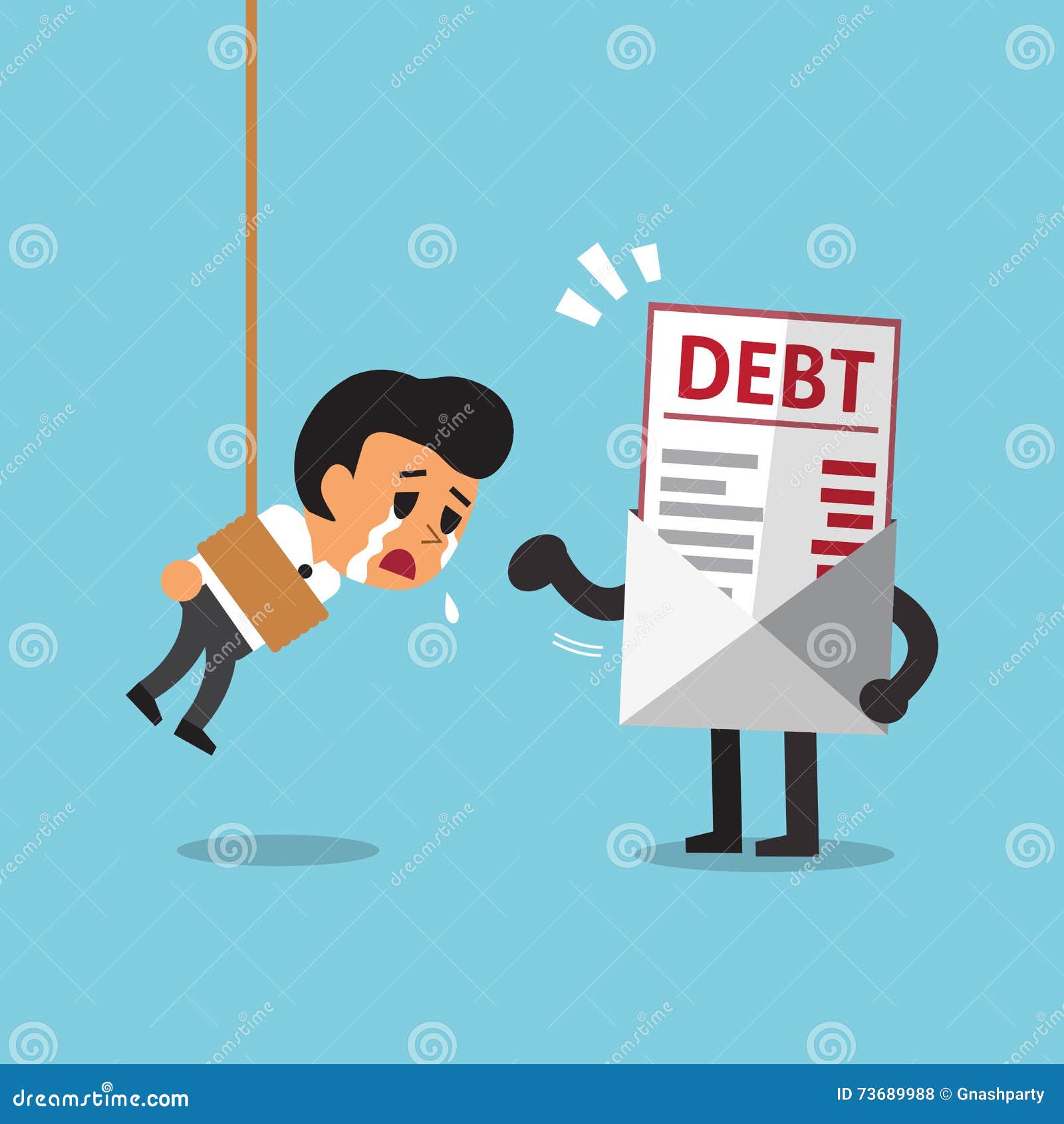 Cartoon a Businessman and Debt Letter Stock Vector - Illustration of ...