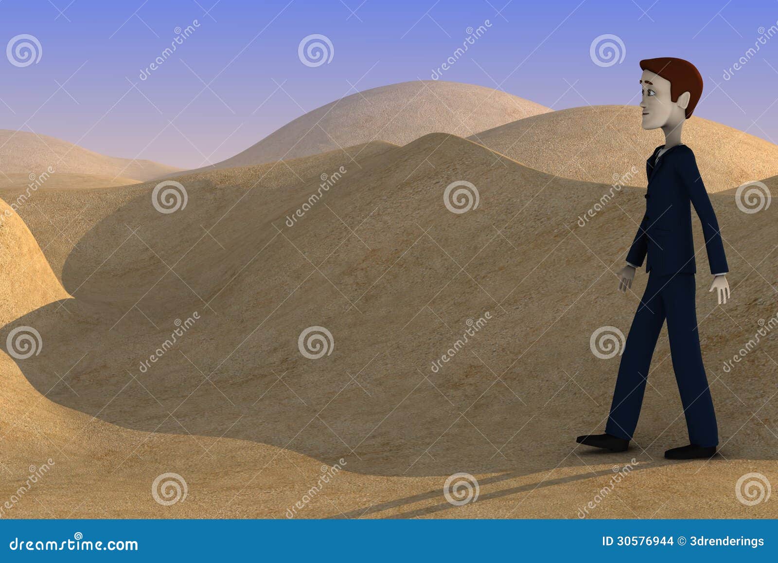Cartoon Businessman on Desert Stock Illustration - Illustration of ...