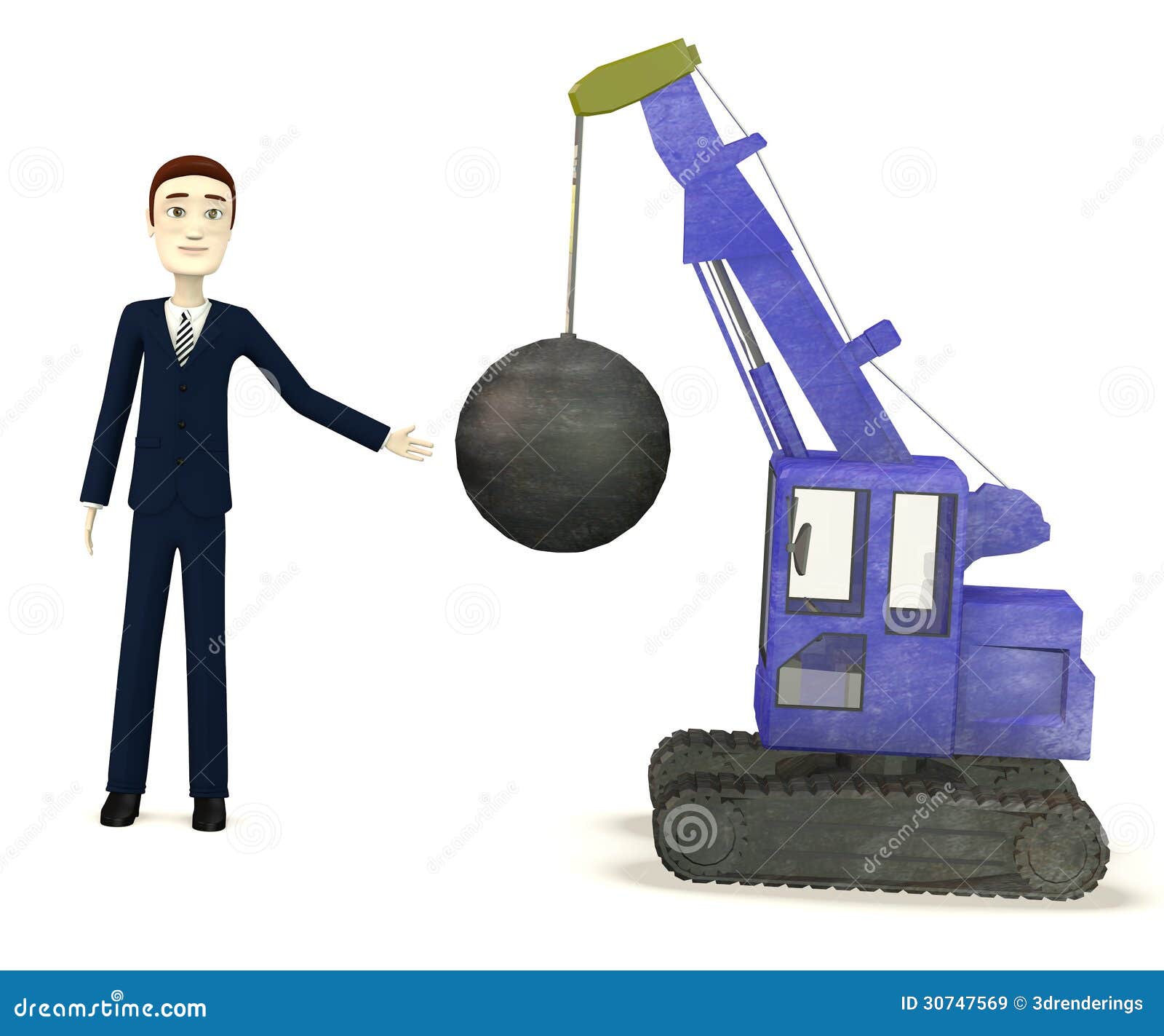 Cartoon Businessman With Destruction Crane Royalty-Free Stock ...