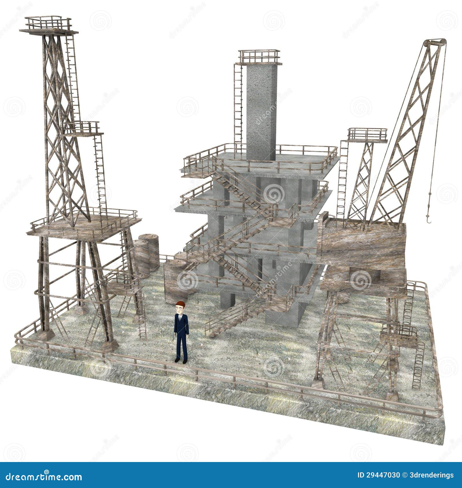 Cartoon Businessman on Drilling Rig Stock Illustration - Illustration ...