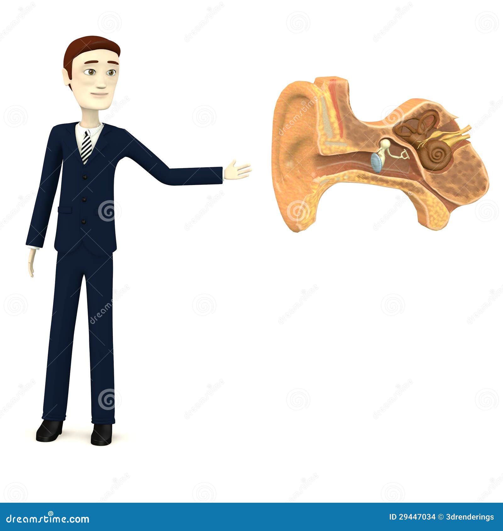 Cartoon Businessman with Ear Cut Stock Illustration - Illustration of ...