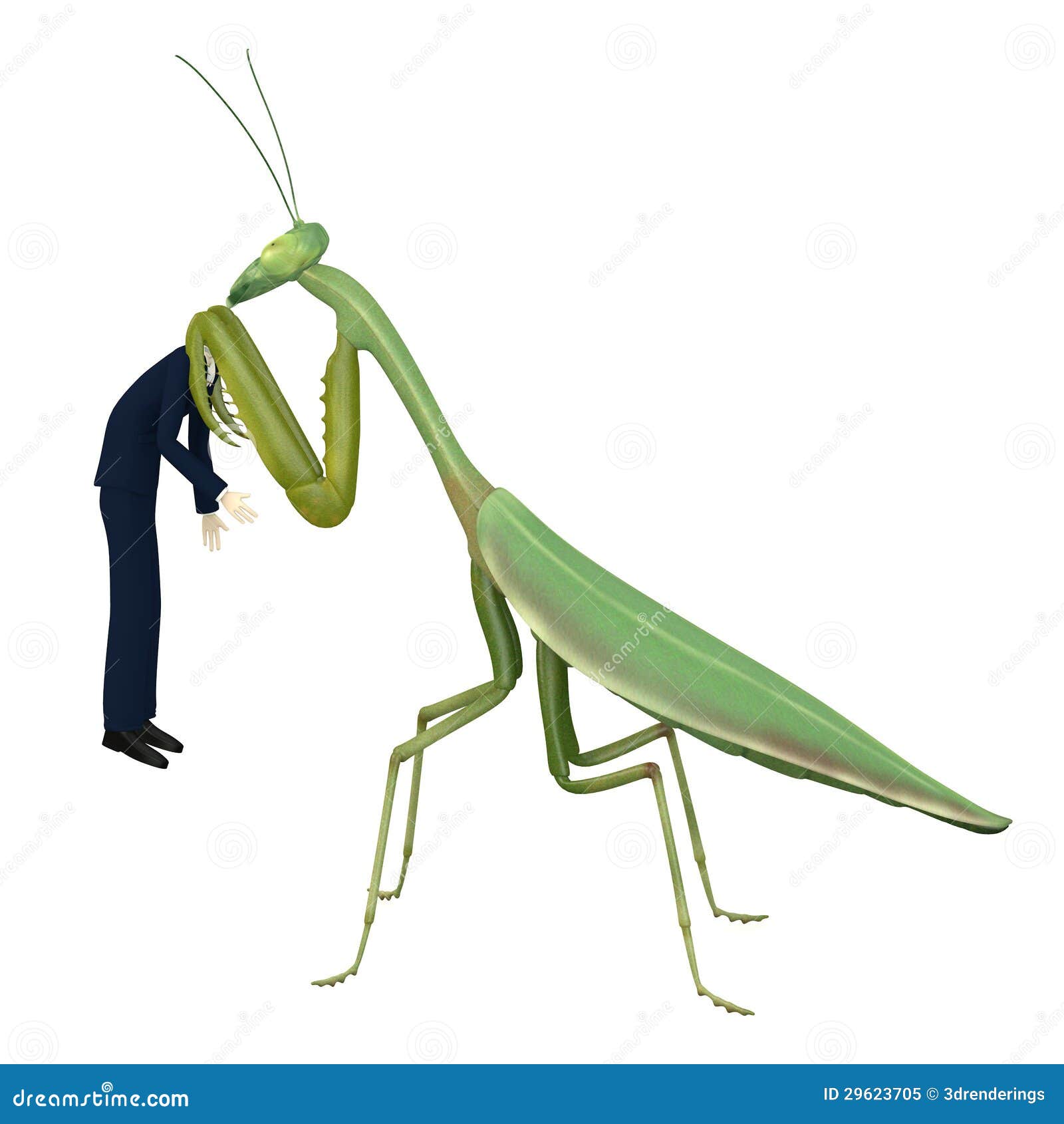 Cartoon Businessman Eaten by Mantis Stock Illustration - Illustration ...