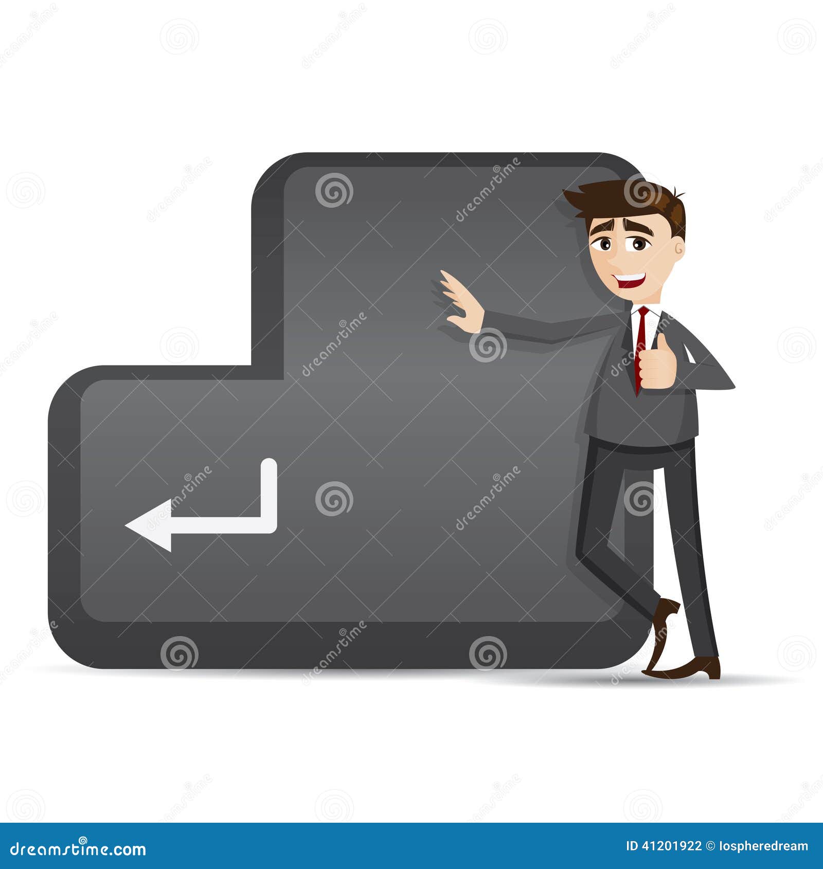 Cartoon Businessman with Enter Button Stock Vector - Illustration of ...