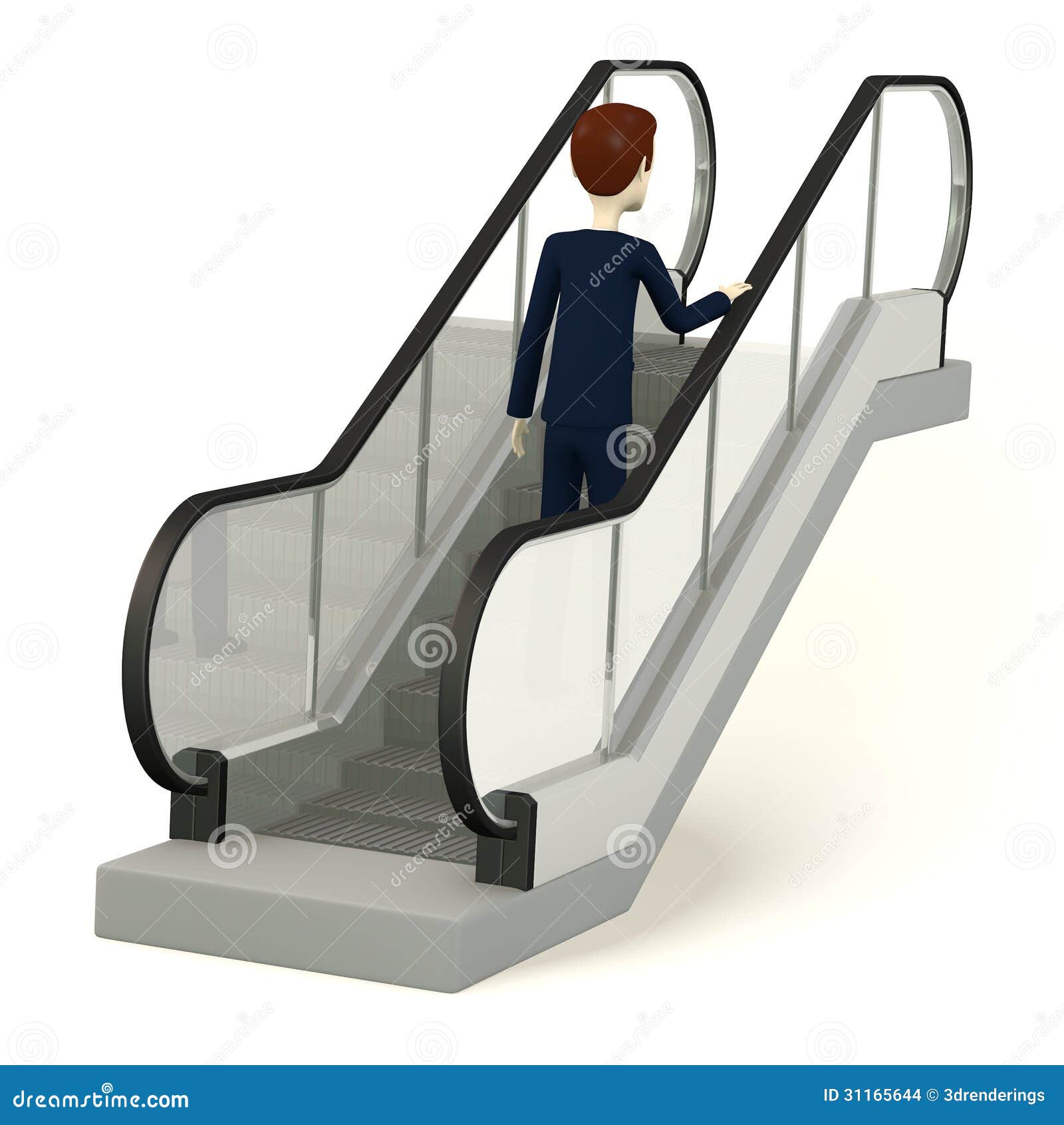 Cartoon Businessman on Escalator Stock Illustration - Illustration of ...