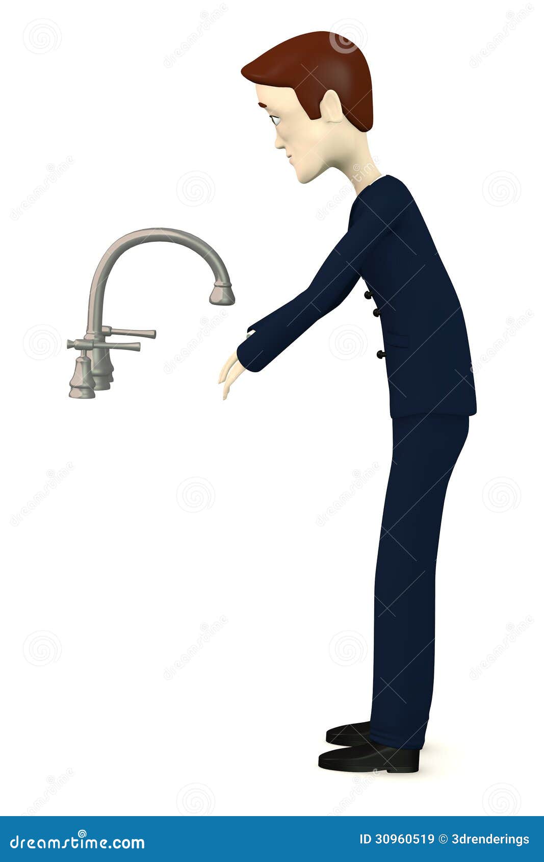 Cartoon Businessman with Faucet Stock Illustration - Illustration of ...
